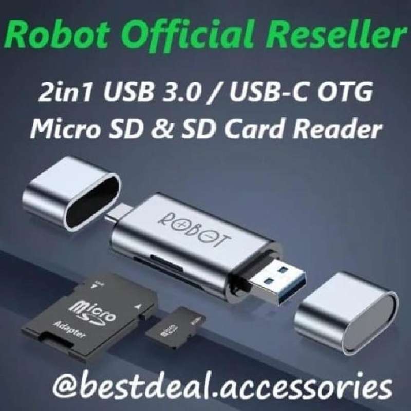 Jual ROBOT CARD READER CR202 2 IN 1 USB 3.0 TYPE-C OTG MEMORY CARD ...