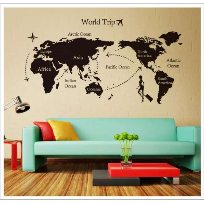 Promo Wall Sticker World Map Peta Dunia Stiker Dinding Rumah Kantor ...