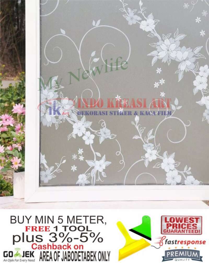 Promo Stiker Kaca 122 Sticker Kaca Film Motif Bunga Pelapis Kaca ...