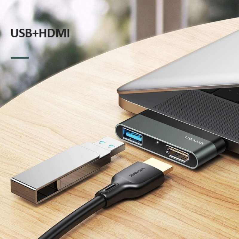 Promo USAMS USB Type -C iPad Pro M1 2021 HDMI & USB A PORT - Multicolor ...