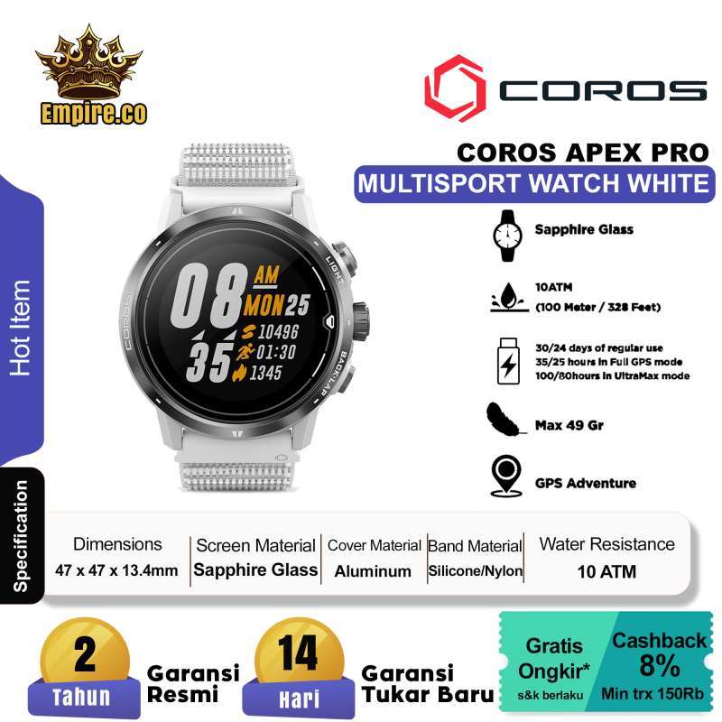 Jual JAM TANGAN PRIA COROS APEX PRO WHITE PREMIUM MULTISPORT WATCH di ...
