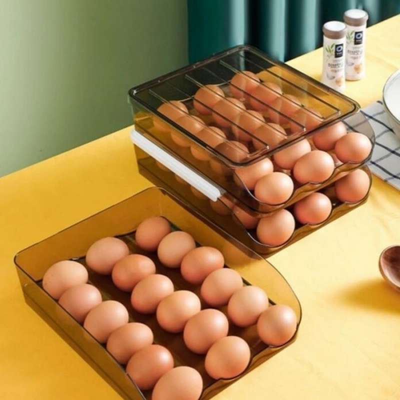 Jual rak susun telur 2 tingkat kotak telur storage box telur serbaguna ...