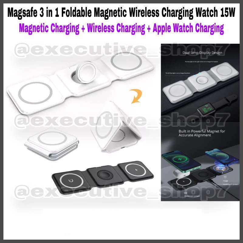 Jual Magsafe 3 in 1 Foldable Magnetic Wireless Charging Watch 15W ...