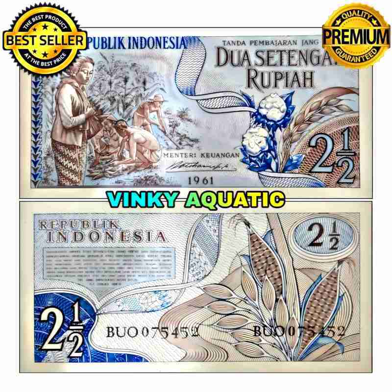 Jual UANG KERTAS KUNO 2 SETENGAH RUPIAH 1961 GOOD QUALITY di Seller ...