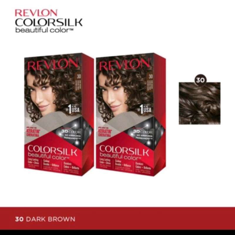 Jual Revlon colorsilk pewarna rambut keratin dan amino 30 Dark Brown 2 ...