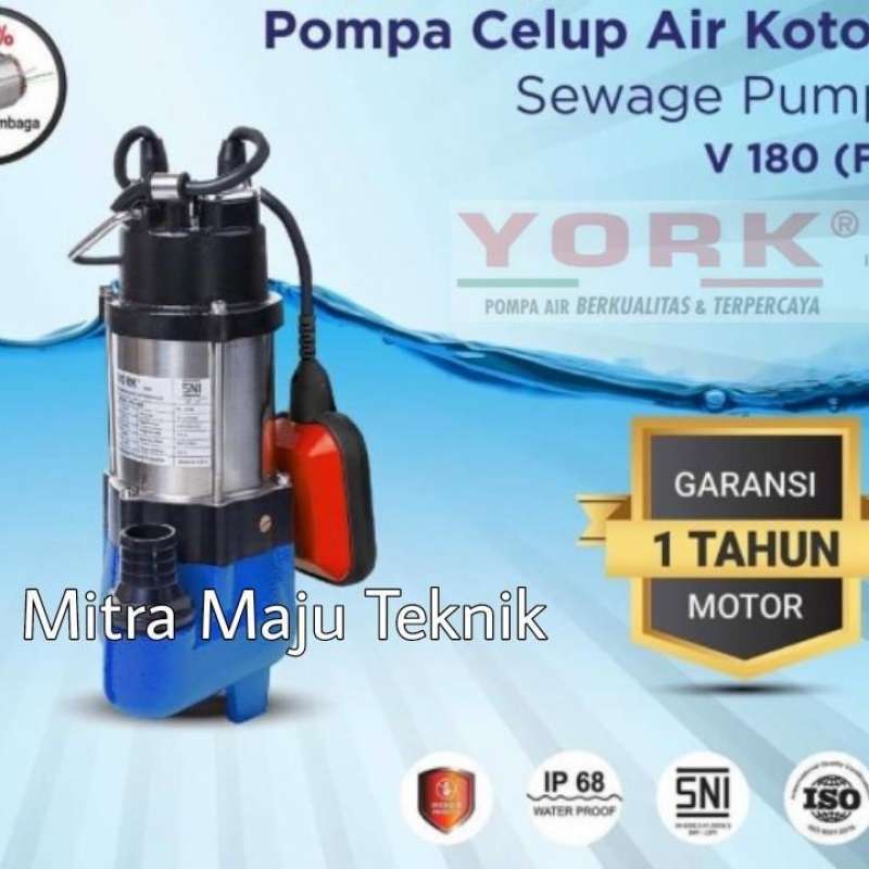 Jual Pompa Celup Air Kotor York Italy V180 Submersible Sewage Pump Auto ...