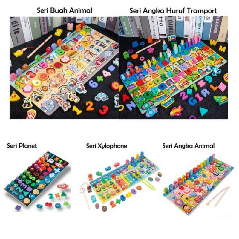 Jual Mainan Edukasi Aneka Papan Puzzle Montessori 7 In 1 Wooden ...