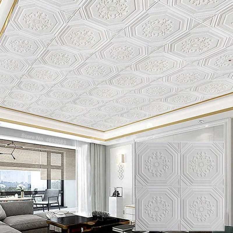 Promo wallpaper dinding/plafon 3D foam batik non diamond 70x70 cm tebal ...