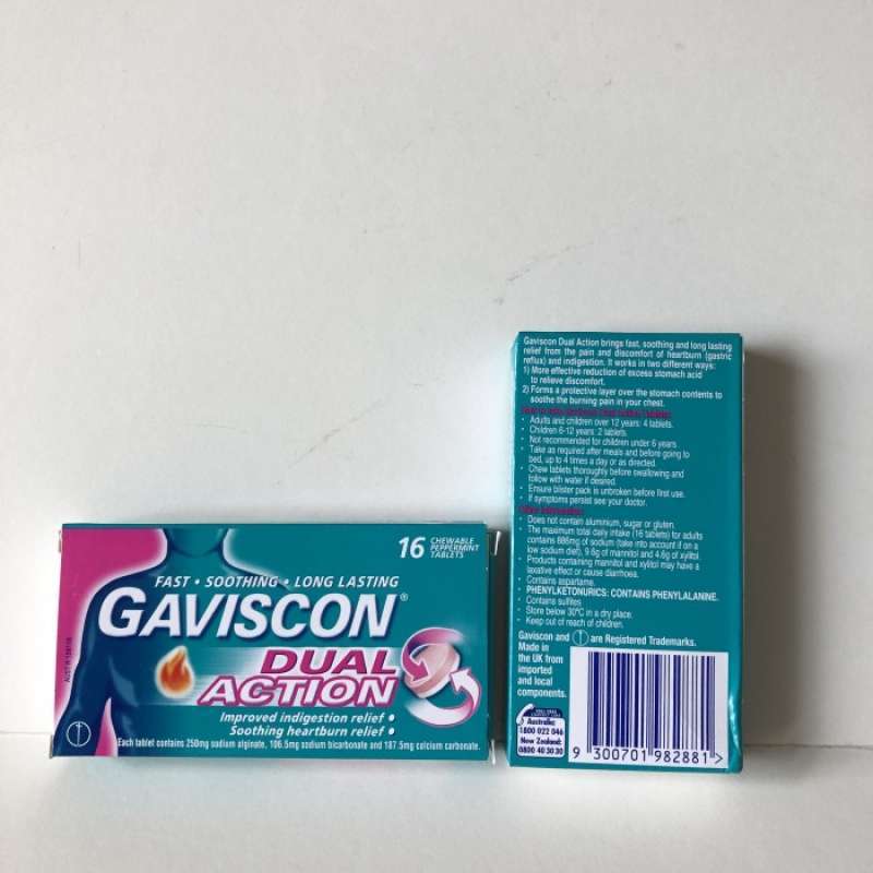 Promo Gaviscon Double Action Tablet 16 Tablets Asam Lambung Maag Diskon ...