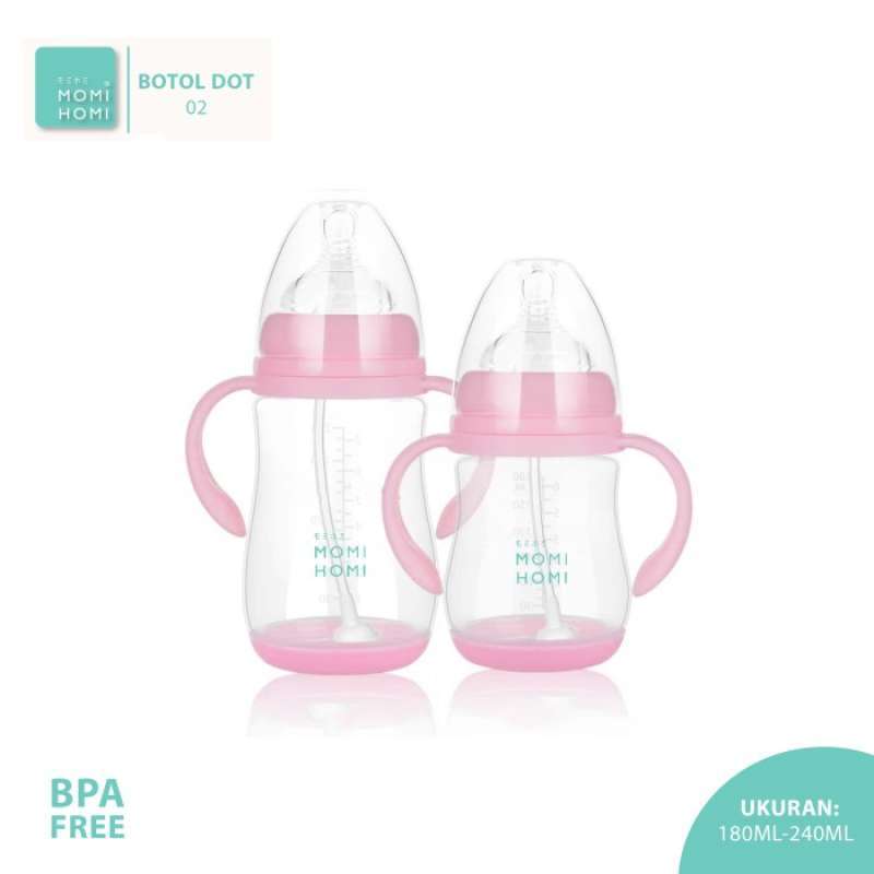 Jual Jual MOMI HOMI 02 BOTOL DOT SUSU BAYI DENGAN GAGANG DAN SEDOTAN 180ML 240ML Berkualitas di ...