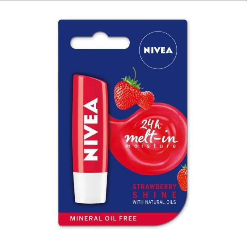 Jual [NIVEA] 24H Melt In Moisture Strawberry Shine Lip Balm with ...