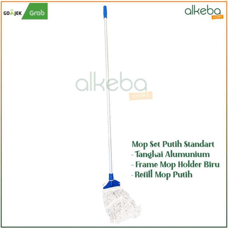 Promo Mop pel Set Komplit kain putih standar / tongkat + frame mop ...
