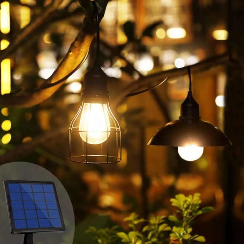 Jual Lampu Led Solar Panel Cell Tenaga Surya Bohlam Gantung Taman Pijar ...