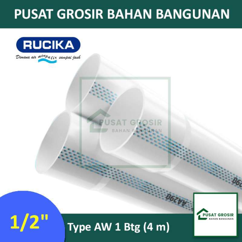 Jual Pipa PVC 1/2 AW Rucika Standard Pipa Wavin 1/2Inch AW Per Batang (4m) di Seller Pusat ...