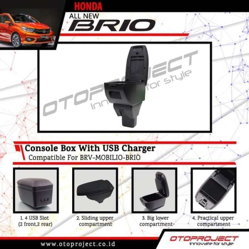 Jual Console Box Mobil Honda Brio 2018 With Usb Charger Di Seller ...