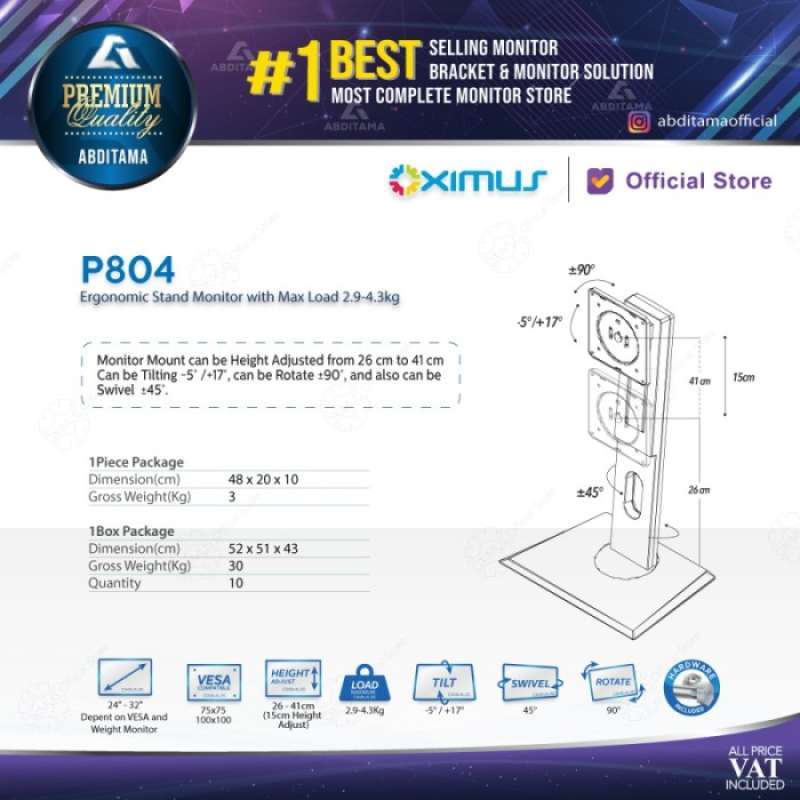 Promo Bracket LCD LED Monitor Ergonomic Stand Oximus P804 HAS Rotate Swivel Diskon 9% di Seller ...