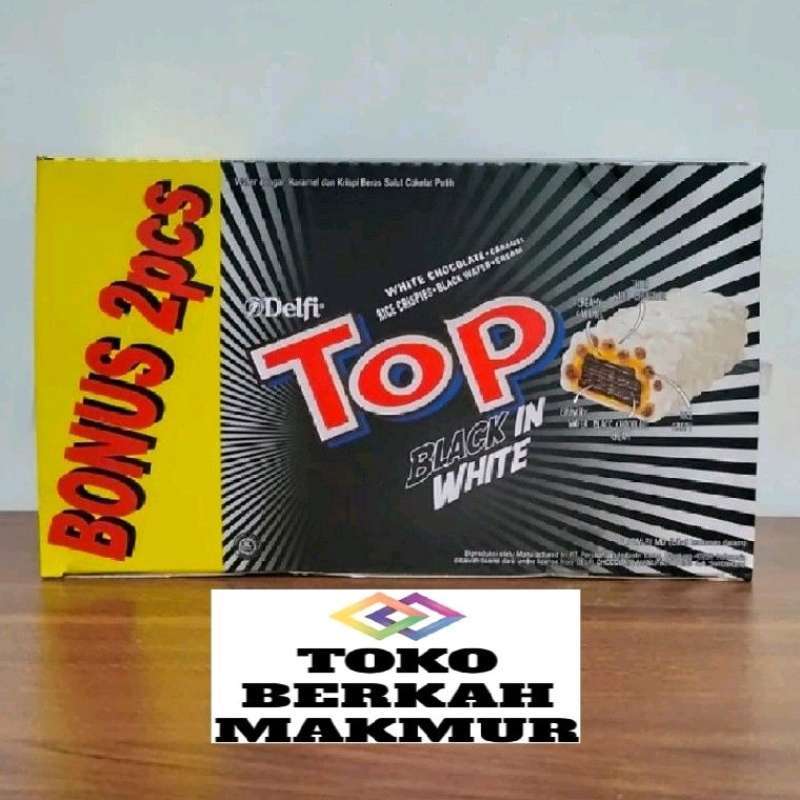 Promo Delfi Top Wafer Black In White Kemasan 1 Box Isi 24 X 9 G + 2 ...