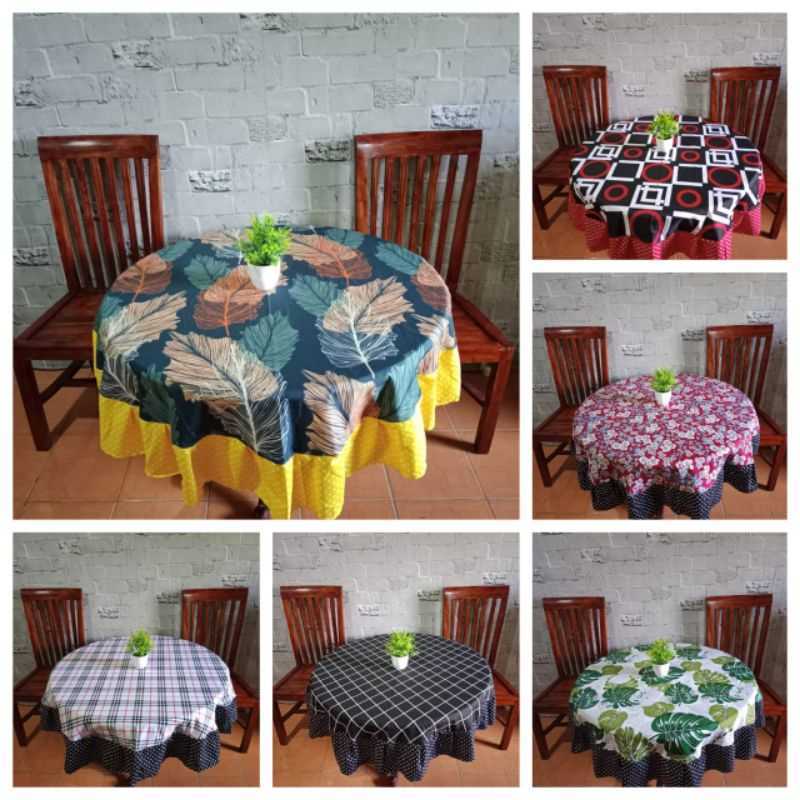 Jual Taplak Alas Cover Meja Bentuk Bulat Kain Katun Model Rumbai ...
