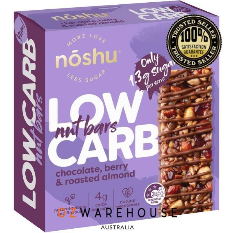 Jual Noshu Low Carb Nut Bars Chocolate, Berry & Roasted Almond 5 Pack ...