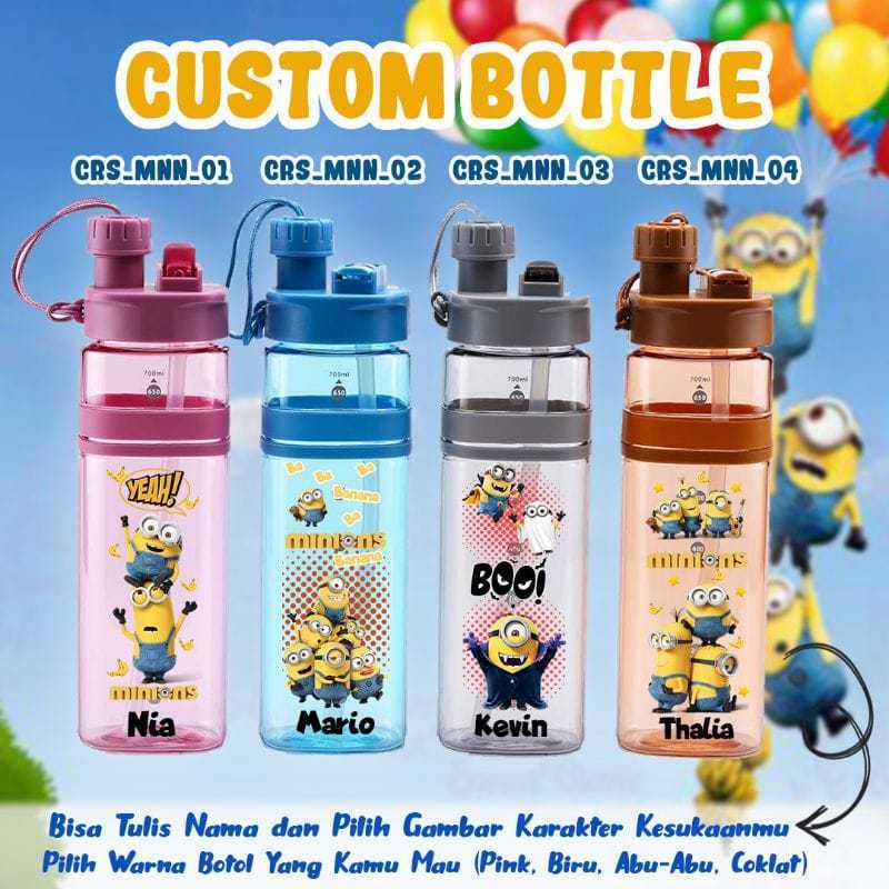 Promo CUSTOM BOTOL MINUM 2 IN 1 MINION 70O ML BPA FREE - MNN_01 BIRU Diskon 20% di Seller ...