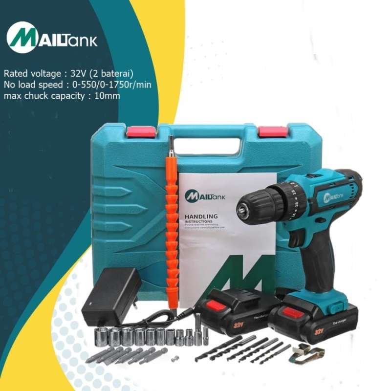 Promo Mesin Bor Baterai Tembok Cordless Drill 32V SH190 MAILTANK Diskon 7% di Seller Osatha Shop ...