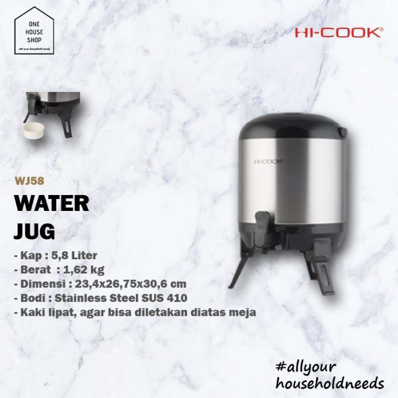 Jual Water Jug Teko Air Termos Decanter Stainless 5,8 Liter Hi-cook ...