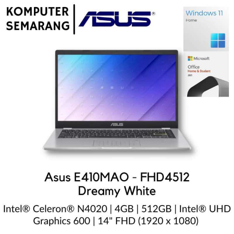 Jual Asus Laptop E410MAO-FHD4521 Dreamy White [Celeron® N4020/4GB/512GB ...