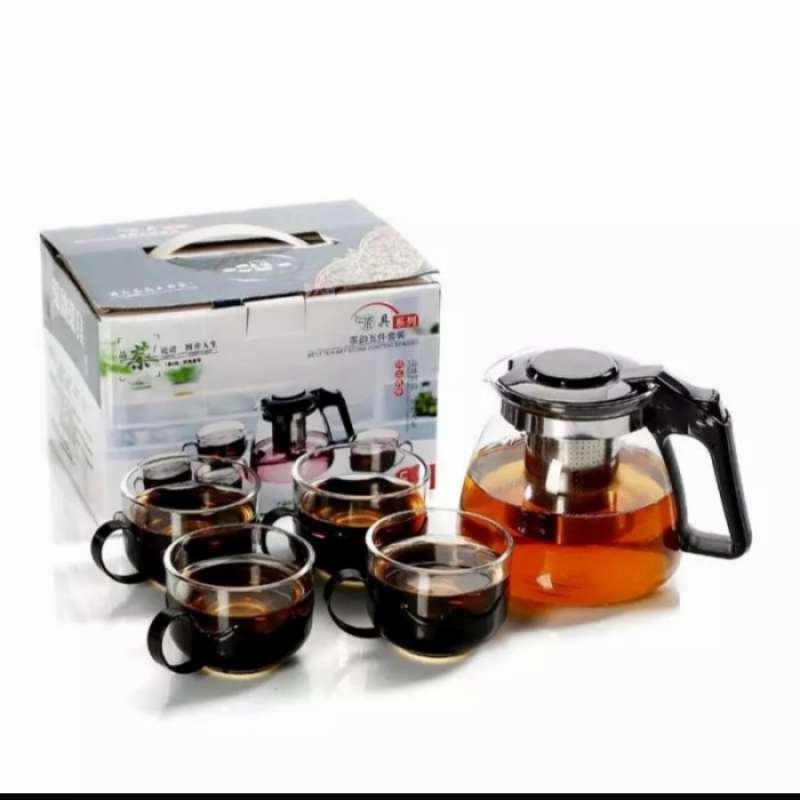Promo tea pot teapot set 5in1 teko teh kopi susu dengan saringan Diskon ...