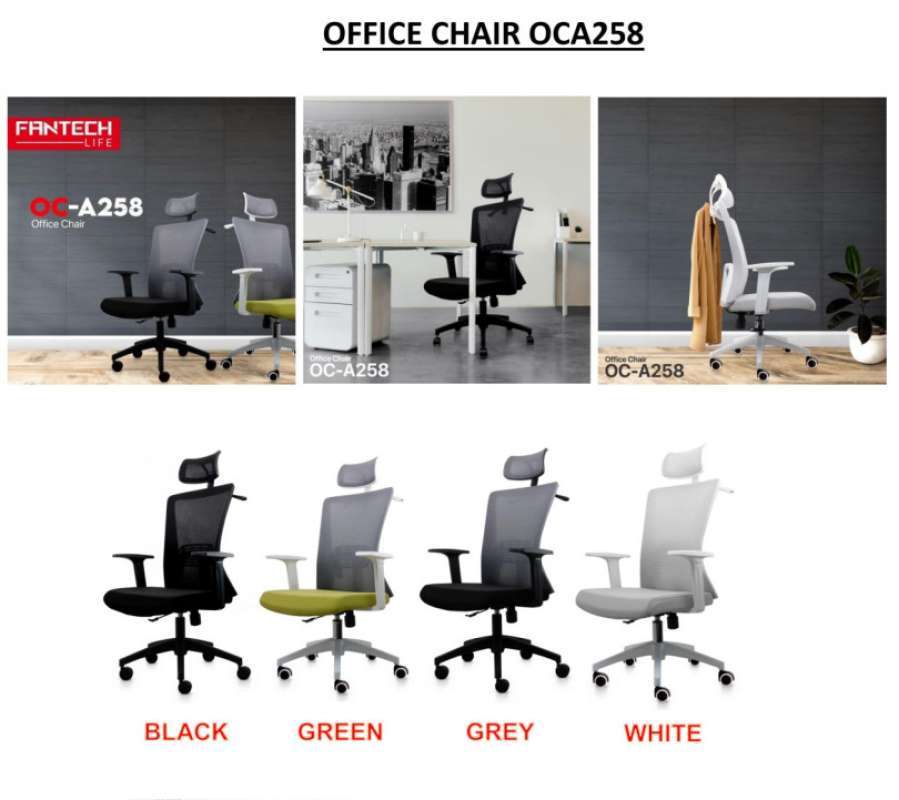 Jual Fantech Kursi Kerja Kantor Oca258 Premium Office Chair - Abu-abu ...