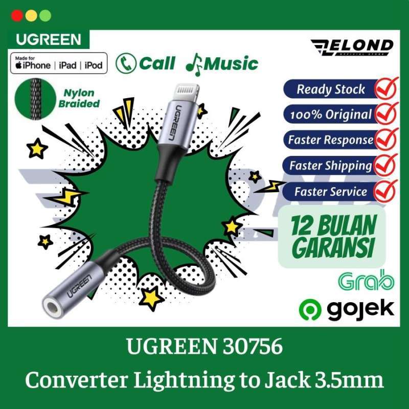 Jual UGREEN Converter Splitter for iPhone Lightning To Jack 3.5MM Open ...