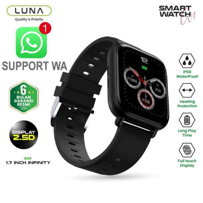 Jual Luna Smartwatch 1.7 Inch Infinity Display 2.5d Curved Sensor Long ...