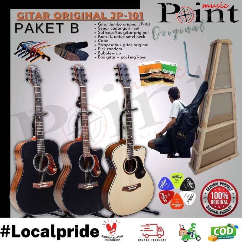 Promo Alat Musik Gitar Akustik Elektrik JP-101 Original FREE PACKING KAYU - Music Point Semarang ...