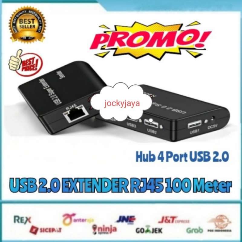 Jual USB Extension Extender Over LAN Rj45 Cat5e Cat6 100M Hub 4port USB ...