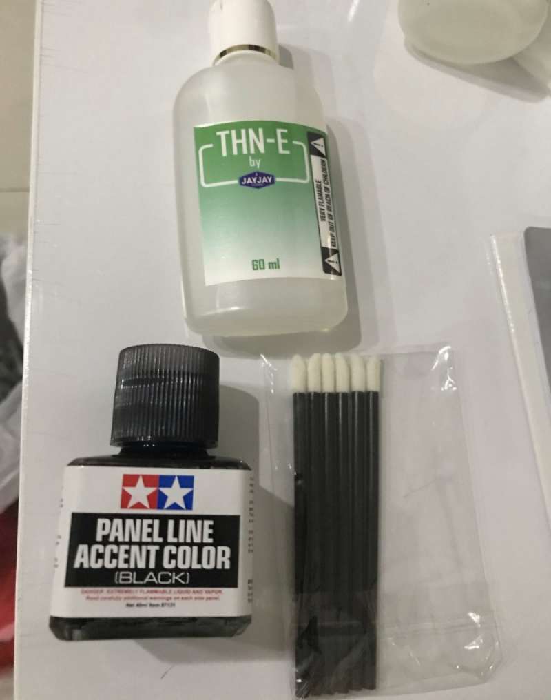 Promo thn-e 60 ml enamel thinner, tamiya accent black, 12 panel cleaner ...