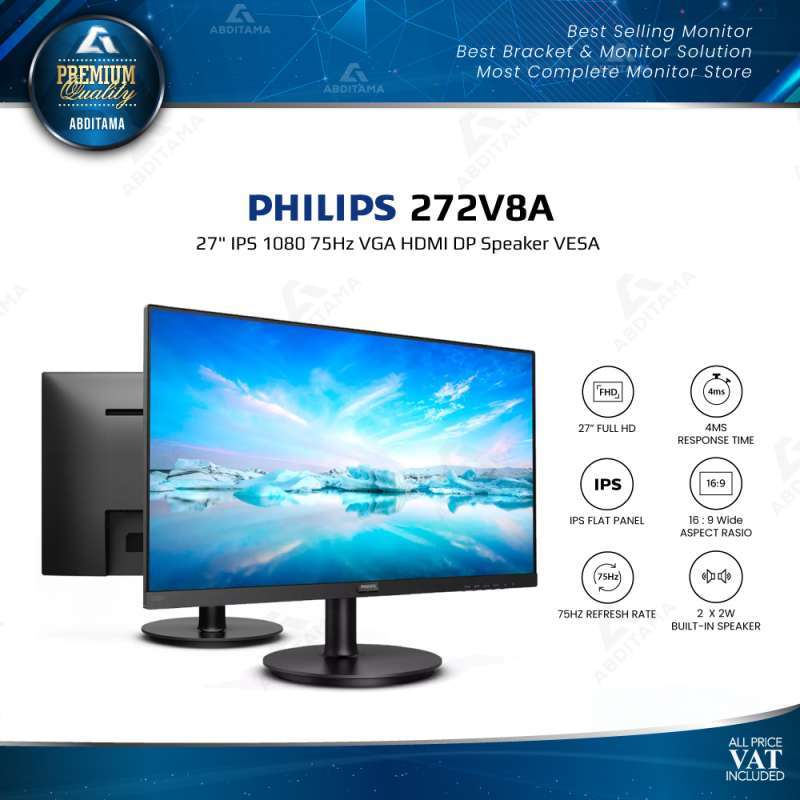 Jual Monitor LED Philips 272V8A 27 IPS 1080 75Hz VGA HDMI DP Speaker ...