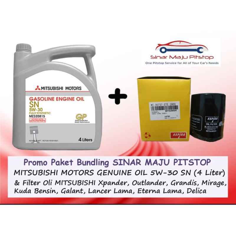 Promo Mitsubishi Genuine Oil 5W-30 API SN 4 Liter & Filter Oli Paket ...