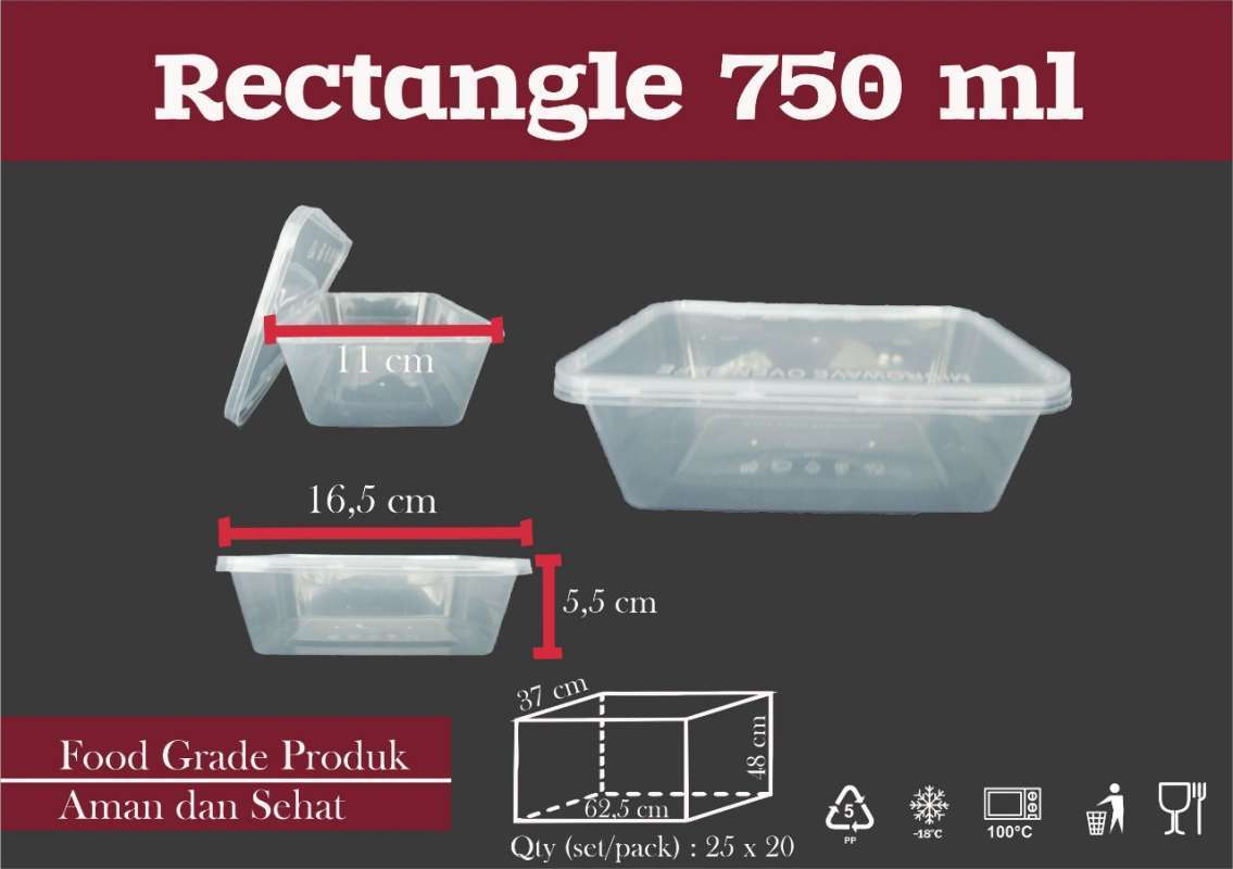 Jual OTI Thinwall OT 750 ML Food Container Box Tempat Kotak Makan Plastik [750 mL/ 25 pcs ...