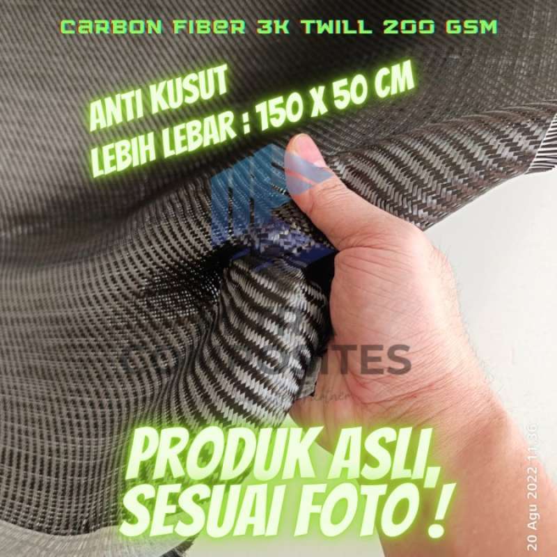 Jual Serat Kain Karbon Carbon Fiber Asli 3K Twill 200 gsm Web Lock ...
