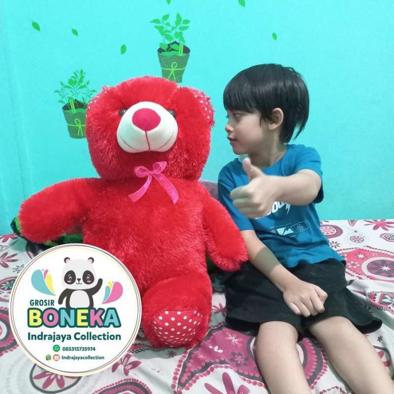 Jual Boneka teddy bear beruang lucu ukuran sedang teddybear Red merah ...