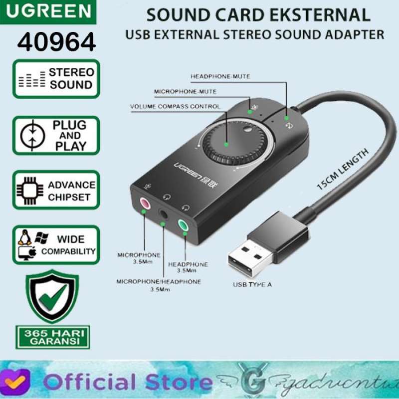 Jual UGREEN USB Soundcard Audio Adapter Speaker Headset 3.5mm PS4 ...
