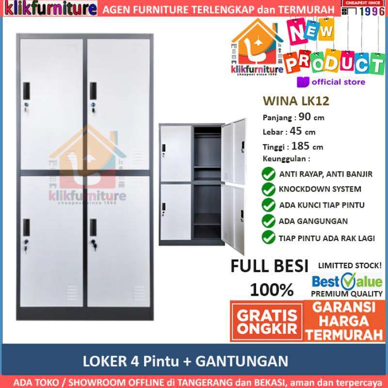 Promo Lemari Loker Besi 4 Pintu + Gantungan Baju WINA LK12 Diskon 25% di Seller klikfurniture ...