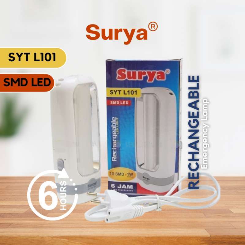 Promo Surya Lampu Emergency SYT L101 SMD LED Rechargeable tahan hingga ...
