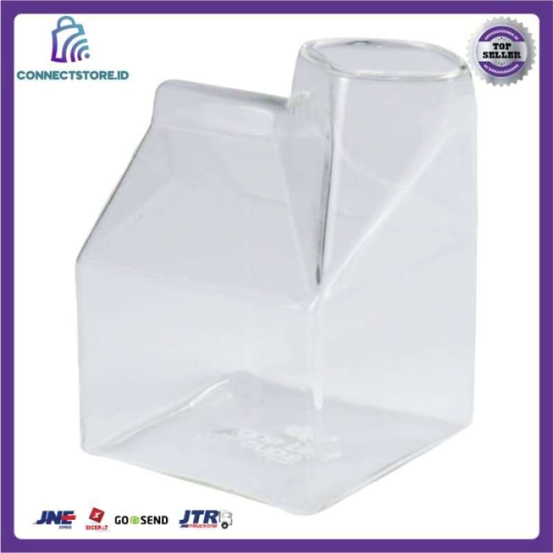 Promo Jual Gelas Kaca Susu Design Milk Box 300ml - Transparan Murah ...