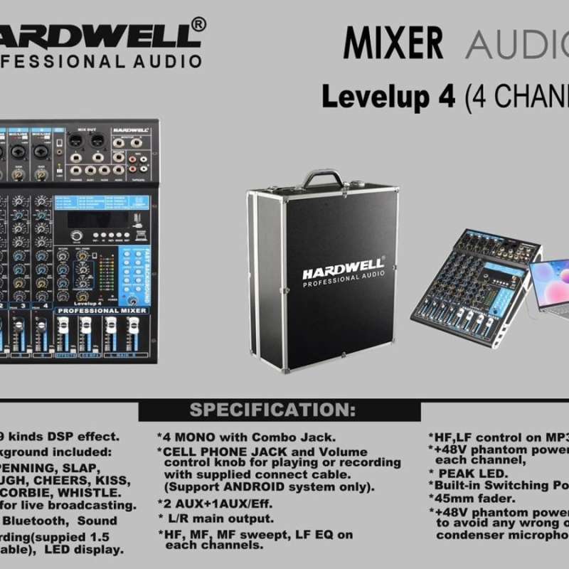Jual MIXER HARDWELL 4 CHANNEL LEVELUP 4 ORIGINAL MIXER LIVE RECORDING di Seller electroindo ...