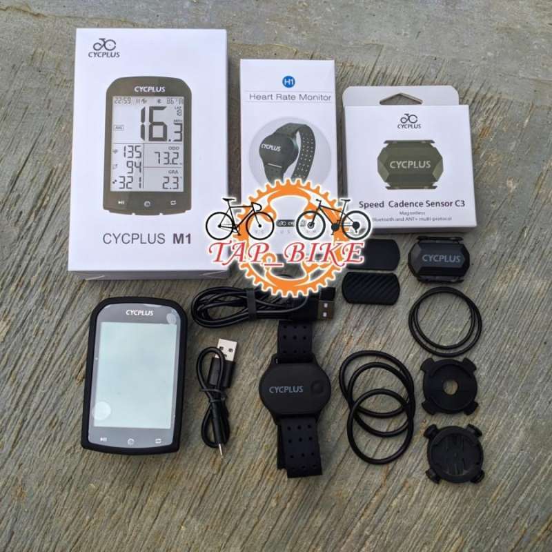 Jual Cycplus M1 Speedometer Gps Bundle - Paket Combo Hrm Cadence Barfly ...