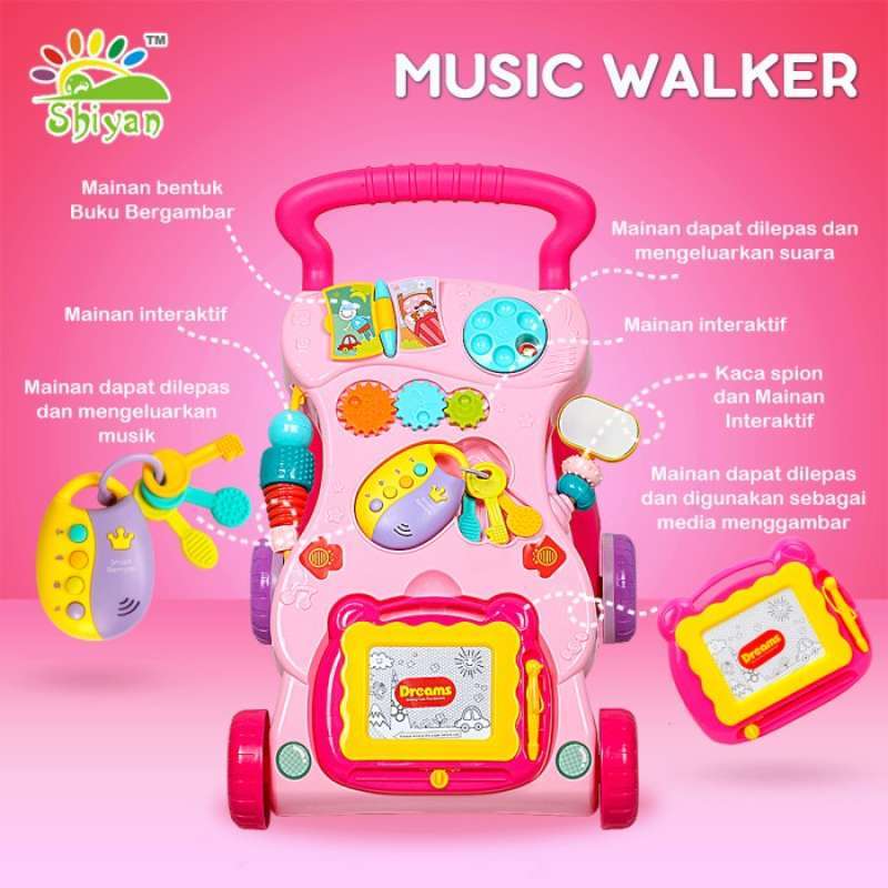 Jual mainan bayi dorong baby push walker dengan botol pemberat &mainan ...