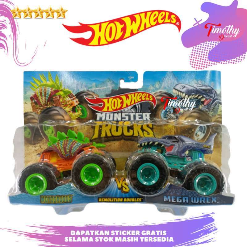 Jual Hot Wheels Monster Trucks Truck Duo Motosaurus Vs Mega Wrex Dinosaurus di Seller Timothy ...