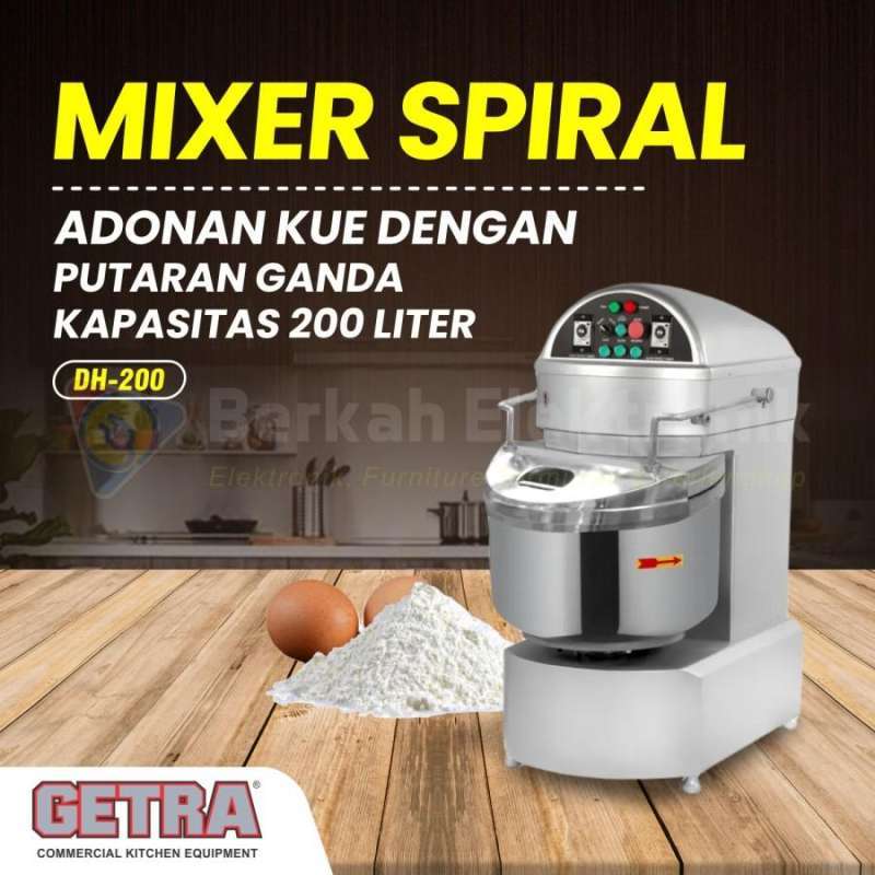 Jual Spiral Mixer Getra Mesin Pengaduk Adonan Roti 200L DH-200 GRATIS ...