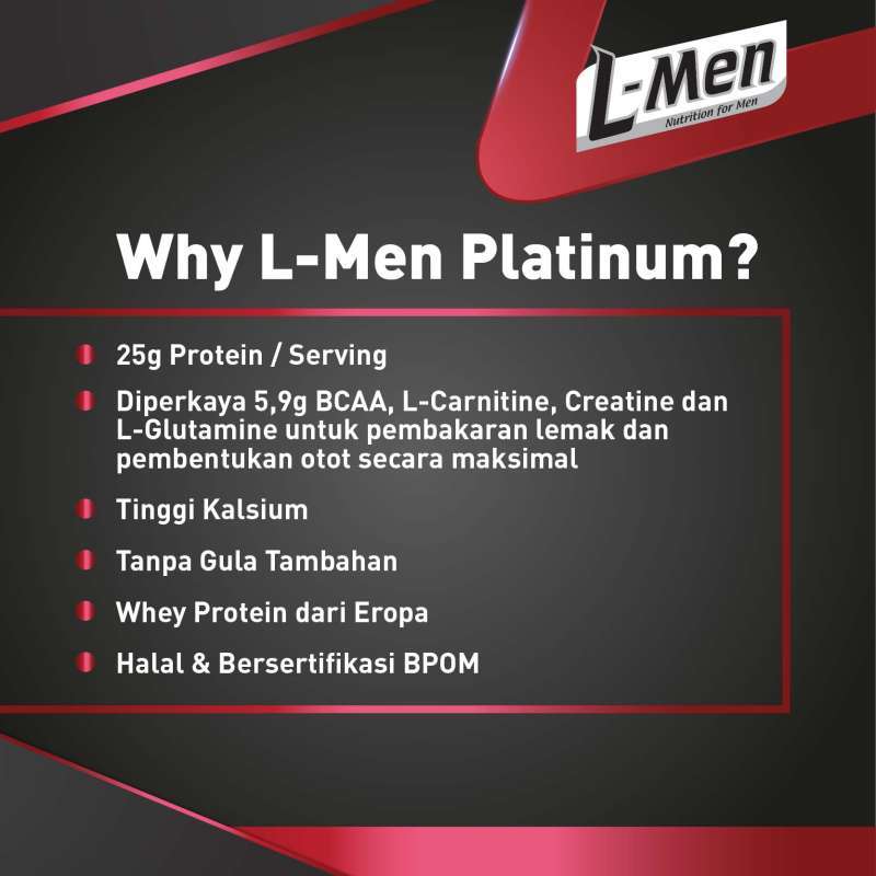 Promo L-men Platinum Refill Choco Latte 800g - Suplemen Tinggi Whey ...