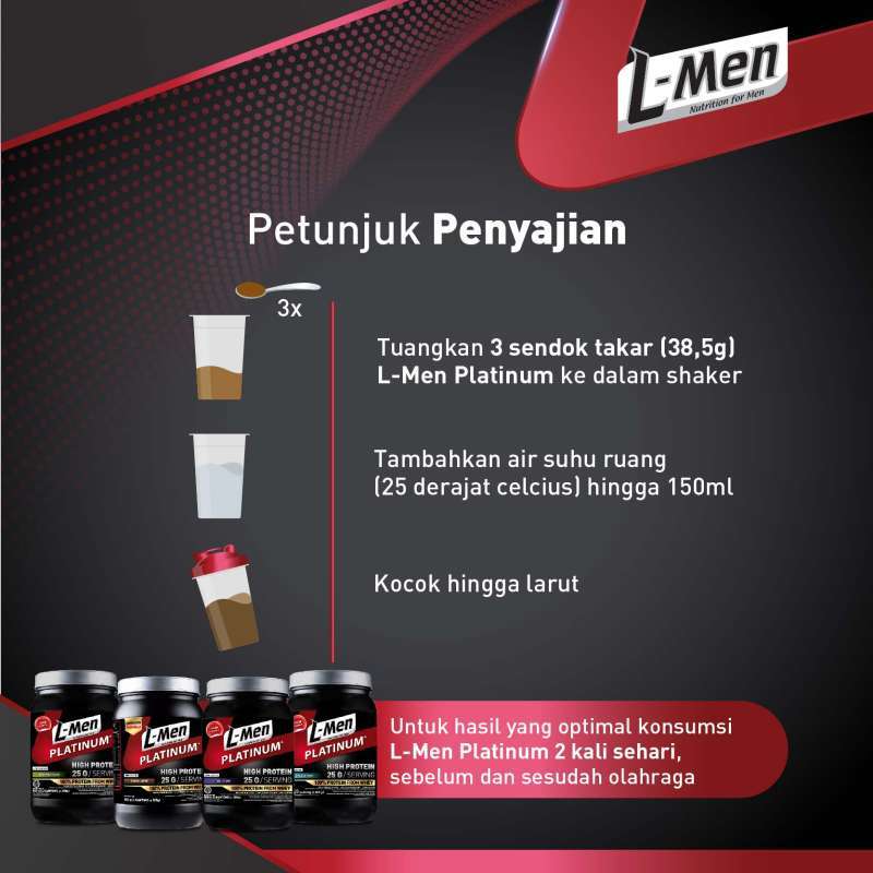 Promo L-men Platinum Refill Choco Latte 800g - Suplemen Tinggi Whey ...